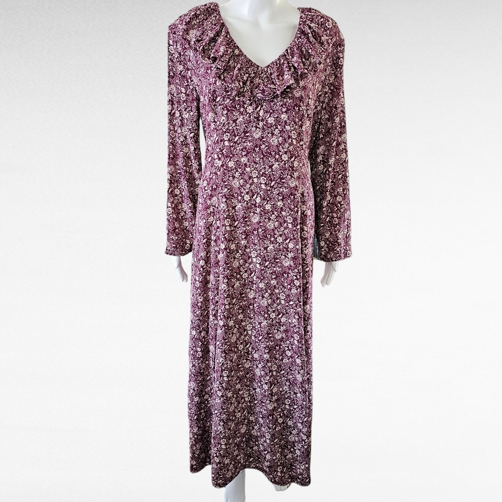 Vintage Ellen Ashley 80s Mulberry Floral Ruffle Prari… - Gem